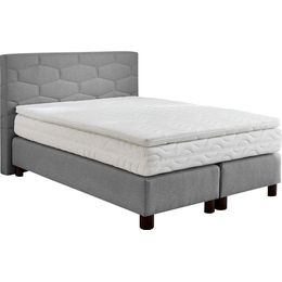 Boxspringbett, B:155cm L:210cm, grau, Westfalia Schlafkomfort, Bezug: 100% Polyester, Komplettbetten, wahlweise mit Topper