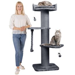 Premium Kratzbaum Grosse Katzen Stabil 'Freddy' &ndash; 150 cm Gro&szlig;er Katzenbaum Grau