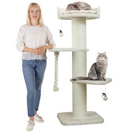 Premium Kratzbaum Grosse Katzen Stabil 'Freddy' &ndash; 150 cm Gro&szlig;er Katzenbaum Creme