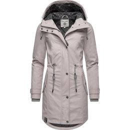 Regenjacke PEAK TIME "L60042", Damen, Gr. S (36), grau (hellgrau), Obermaterial: 100% Polyurethan, Futter 1: 100% Polyester, Futter 2: 60% Baumwolle, 40% Polyester, Wattierung: 100% Polyester, modisch, tailliert ca. Mitte Oberschenkel, Langarm Ärmel ohne Ärmelschlitz normaler Saum, Jacken, stylisch taillierter Regenmantel für Damen, Topseller