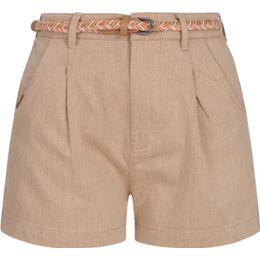 Chinoshorts Ragwear "Sorenn Intl.", Damen, Gr. 27, Normalgrößen, beige, 98% Baumwolle, 2% Elasthan, casual, bequem kurz, Hosen 5-Pocket-Jeans, kurze Hose mit hochwertigem Flechtgürtel