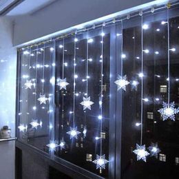 Schneeflocken-Lichtervorhang, 3,5 m, Lichterkette, 96 LEDs, 8 Beleuchtungsmodi, Fensterdekoration, Weihnachten, Hochzeit, Geburtstag, Zuhause,