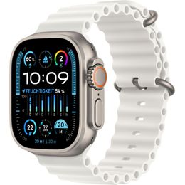 Smartwatch Apple "Watch Ultra 2 Titanium" Smartwatches Gr. 49mm, Cellular, One-Size, Ocean Band, grau (weiß) Trail Loop