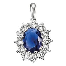 Ketten-Anhänger Firetti "Schmuck Geschenk Silber 925 Halsschmuck Anhänger Lady D Royal" Schmuckanhänger Gr. Silber 925 (Sterlingsilber), 2,1 g, blau (silberfarben-saphirblau-weiß + saphirblau-weiß) Damen mit Glasstein, Zirkonia (synth.)