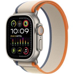 Smartwatch Apple "Watch Ultra 2 Titanium" Smartwatches Gr. 49mm, Cellular, S/M, Trail Loop, grau (beige/orange) Trail Loop