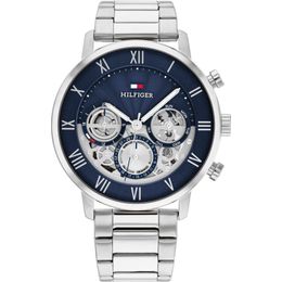 Multifunktionsuhr Tommy Hilfiger "CLASSIC, 1710569" Armbanduhren silberfarben Herren Quarzuhr, Armbanduhr, Herrenuhr, Datum, Edelstahlarmband