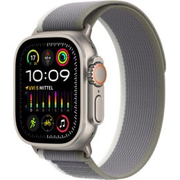 Smartwatch Apple "Watch Ultra 2 Titanium" Smartwatches Gr. 49mm, Cellular, M/L, Trail Loop, grau (grau/grün) Trail Loop