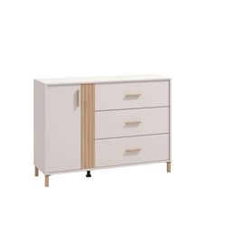 Kommode Home Affaire "Belfort Schubladenkommode Sideboard 3 Schubladen und 1 Tür" Sideboards Gr. B/H/T: 125cm x 90cm x 40cm, 3 St., weiß (cashmere) 125x40x90, FSC-zertifizierter Holzwerkstoff, Trendfarbe cashmere