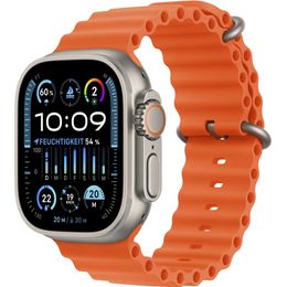 Smartwatch Apple "Watch Ultra 2 Titanium" Smartwatches Gr. 49mm, Cellular, One-Size, Ocean Band, grau (orange) Trail Loop