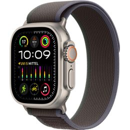 Smartwatch Apple "Watch Ultra 2 Titanium" Smartwatches Gr. 49mm, Cellular, S/M, Trail Loop, grau (schwarz/blau) Trail Loop