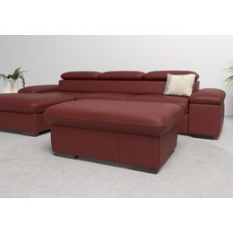 Stauraumhocker Home Affaire "Alberto" Hocker Gr. B/H/T: 101cm x 43cm x 68cm, NaturLEDER, rot (merlot) gross, mit Stauraum