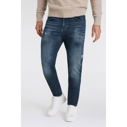 Tapered-fit-Jeans BOSS Orange "ONYX BO" Gr. 38, Länge 30, blau (medium blau420), Herren, Denim/Jeans, Obermaterial: 82% Baumwolle, 16% Polyester, 2% Elasthan, unifarben, Jeans, im 5-Pocket-Stil