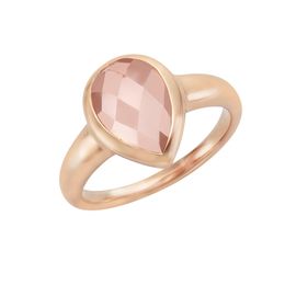 Fingerring JAMELLI "Silber 925 rosé-vergoldet mit echtem Rosenquarz" Fingerringe Gr. 052 (16,6), Silber 925 (Sterlingsilber), rot (rot + rosa) Damen