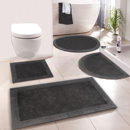 Badematte Home Affaire "Kapra" Badematten Gr. rechteckig (90cm x 160cm), Baumwolle, grau (schiefer) mit Bordüre, Badteppich, Badematte