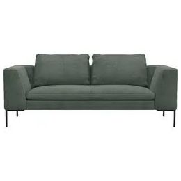 2,5-Sitzer FLEXLUX "Loano", grün (dusty grün), B:206cm H:86cm T:106cm, 85% Polyester/15%Polyamide, Sofas, modernes Sofa, frei im Raum stellbar, lose Kissen, Kaltschaum im Sitz