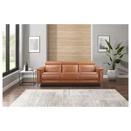 3-Sitzer Places of Style "Lund, mit manueller und elektrischer Relaxfunktion" Sofas Gr. B/H/T: 222cm x 97cm x 100cm, Kunstleder, elektrische Relaxfunktion auf linker und rechter Seite, braun (cognac) in 2 Sitzen (links u. rechts), USB, Echtleder, Kunstleder, Webstoff