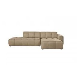 Ecksofa furninova "Chess, Designsofa mit sehr hohem Sitzkomfort, Eyecatcher im Wohnzimmer" Sofas Gr. B/H/T: 293cm x 74cm x 171cm, Recamiere rechts, beige mit attraktiver Steppung, im skandinavischen Design