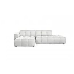 Ecksofa furninova "Chess, Designsofa mit sehr hohem Sitzkomfort, Eyecatcher im Wohnzimmer" Sofas Gr. B/H/T: 293cm x 74cm x 171cm, Recamiere links, weiß mit attraktiver Steppung, im skandinavischen Design