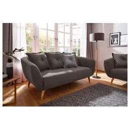 2,5-Sitzer Home Affaire "Baggio" Sofas Gr. B/H/T: 196cm x 80cm x 103cm, Struktur, grau (anthrazit) Zierkissen inklusive