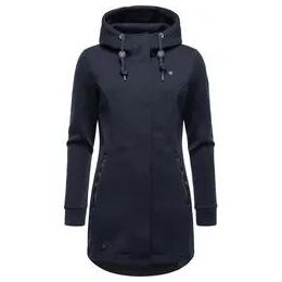 Kapuzensweatjacke Ragwear "Letti Bonded" Gr. L (40), blau (navy) Damen Sweatjacken Sportliche Kapuzenjacke in Feinstrick-Optik