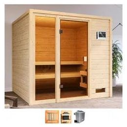 Welltime Sauna "Jackie" Saunen 9-kW-Bio-Ofen mit ext. Steuerung Gr. Bio-Kombiofen, externe Steuerung, 9 kW, beige (naturbelassen)