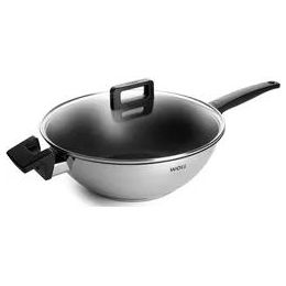 Wok Woll "Concept", schwarz (edelstahlfarben, schwarz), H:10cm Ø:30cm, Pfannen, Ø 30 cm, induktionsgeeignet