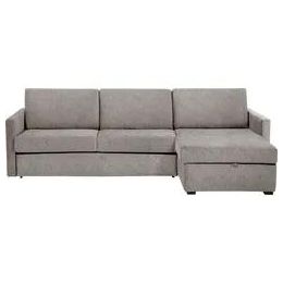 Schlafsofa Places of Style "GOLDPOINT Ecksofa 264 cm, Liegefläche (140/200cm), L-Form" Sofas Gr. B/H/T: 264cm x 85cm x 157cm, Struktur weich, Recamiere rechts, grau (hellgrau) Bettfunktion, Bonell-Federkernmatratze und Dauerschläfer-Funktion