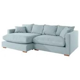 Guido Maria Kretschmer Home & Living Ecksofa GUIDO MARIA KRETSCHMER HOME & LIVING "Pantin, L-Form" Sofas Gr. B/H/T: 266cm x 80cm x 153cm, Struktur, Recamiere links, grün (mint) extra weich und kuschelig, Füllung mit Federn Daunen