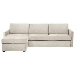 Schlafsofa Places of Style "GOLDPOINT Ecksofa 264 cm, Liegefläche (140/200cm), L-Form" Sofas Gr. B/H/T: 264cm x 85cm x 157cm, Struktur weich, Recamiere links, beige (sand) Bettfunktion, Bonell-Federkernmatratze und Dauerschläfer-Funktion