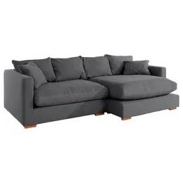 Guido Maria Kretschmer Home & Living Ecksofa GUIDO MARIA KRETSCHMER HOME & LIVING "Pantin, L-Form" Sofas Gr. B/H/T: 266cm x 80cm x 153cm, Struktur, Recamiere rechts, grau (anthrazit) extra weich und kuschelig, Füllung mit Federn Daunen