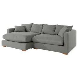 Guido Maria Kretschmer Home & Living Ecksofa GUIDO MARIA KRETSCHMER HOME & LIVING "Pantin, L-Form" Sofas Gr. B/H/T: 266cm x 80cm x 153cm, Struktur, Recamiere links, grau (hellgrau) extra weich und kuschelig, Füllung mit Federn Daunen