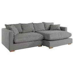 Guido Maria Kretschmer Home & Living Ecksofa GUIDO MARIA KRETSCHMER HOME & LIVING "Pantin, L-Form" Sofas Gr. B/H/T: 266cm x 80cm x 153cm, Struktur, Recamiere rechts, grau (hellgrau) extra weich und kuschelig, Füllung mit Federn Daunen