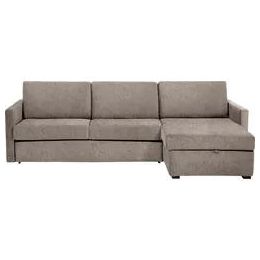 Schlafsofa Places of Style "GOLDPOINT Ecksofa 264 cm, Liegefläche (140/200cm), L-Form" Sofas Gr. B/H/T: 264cm x 85cm x 157cm, Struktur weich, Recamiere rechts, braun (hellbraun) Bettfunktion, Bonell-Federkernmatratze und Dauerschläfer-Funktion