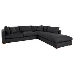 Guido Maria Kretschmer Home & Living Ecksofa GUIDO MARIA KRETSCHMER HOME & LIVING "Pantin, L-Form" Sofas Gr. B/H/T: 318cm x 80cm x 272cm, Struktur fein, Ottomane rechts, grau (anthrazit) extra weich und kuschelig, Füllung mit Federn Daunen