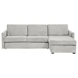 Schlafsofa Places of Style "GOLDPOINT Ecksofa 264 cm, Liegefläche (140/200cm), L-Form" Sofas Gr. B/H/T: 264cm x 85cm x 157cm, Luxus-Microfaser weich, Recamiere rechts, weiß (silber) Bettfunktion, Bonell-Federkernmatratze und Dauerschläfer-Funktion