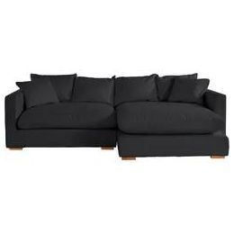 Guido Maria Kretschmer Home & Living Ecksofa GUIDO MARIA KRETSCHMER HOME & LIVING "Pantin, L-Form" Sofas Gr. B/H/T: 266cm x 80cm x 153cm, Struktur fein, Recamiere rechts, grau (anthrazit) extra weich und kuschelig, Füllung mit Federn Daunen