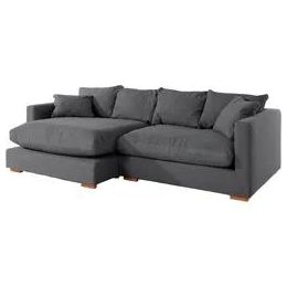 Guido Maria Kretschmer Home & Living Ecksofa GUIDO MARIA KRETSCHMER HOME & LIVING "Pantin, L-Form" Sofas Gr. B/H/T: 266cm x 80cm x 153cm, Struktur, Recamiere links, grau (anthrazit) extra weich und kuschelig, Füllung mit Federn Daunen