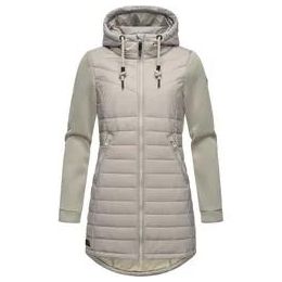 Langjacke Ragwear "Sandrra Long" Gr. M (38), weiß (bone) Damen Jacken Steppjacke aus modernem Materialmix mit Kapuze