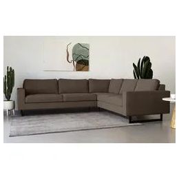 Ecksofa Places of Style "Pinto, 250/290 cm, langer Schenkel, XXL, Ottomane" Sofas Gr. B/H/T: 290cm x 85cm x 250cm, Cord, langer Schenkel rechts, braun Cord, Feincord, Luxus-Microfaser Leder und Chenille