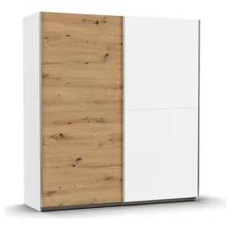 Schwebetürenschrank Rauch "Kleiderschrank Schrank Garderobe SATURN mit 3 Ausstattungsvarianten" Schränke Gr. B/H/T: 175cm x 191cm x 59cm, BASIC, 2 St., weiß (alpinweiß/eiche artisan) 3 verschiedene Ausstattungsvarianten Griffe aus Metall MADE IN GERMANY