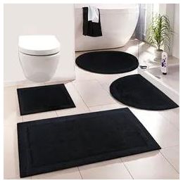 Badematte Home Affaire "Kapra" Badematten Gr. rechteckig (90cm x 160cm), Baumwolle, schwarz mit Bordüre, Badteppich, Badematte