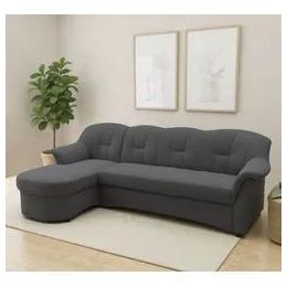 Ecksofa DOMO collection "Flores Schlafsofa, B/T/H: 233/142/86 cm, L-Form" Sofas Gr. B/H/T: 231cm x 84cm x 142cm, Luxus-Microfaser, Recamiere links, ohne Funktion-ohne Federkern, grau (dunkelgrau) wahlweise mit Bettfunktion, Federkern, auch in Leder