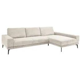 Ecksofa SET ONE BY Musterring "SO 3600" Sofas Gr. B/H/T: 293cm x 87cm x 180cm, Ottomane rechts, ohne motorische Vorziehbank-ohne Kopfstütze-Sitzhöhe 42-Kaltschaum-ohne Nierenkissen-ohne Sitztiefenverstellung, kama sand Metallfuß schwarz in zwei Höhen, verschiedene Farben, B 293 x T 180 cm