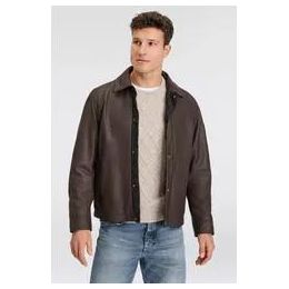 Lederjacke BOSS ORANGE "Jericho" Gr. 46, braun (open brown241) Herren Jacken Markenlabel auf dem Arm