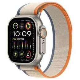 Smartwatch Apple "Watch Ultra 2 Titanium" Smartwatches Gr. 49mm, Cellular, M/L, Trail Loop, grau (beige, orange) Trail Loop