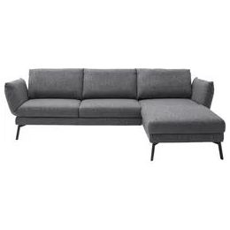 Schöner Wohnen Ecksofa SCHÖNER WOHNEN-KOLLEKTION "Spin L-Form" Sofas Gr. B/H/T: 329cm x 87cm x 224cm, Struktur, Longchair rechts, mit Drehsitzfunktion und Armlehnenfunktion links, mit Rückenneigung und Armlehnenfunktion rechts in Longchair, grau (anthrazit) Drehsitz-Funktion, USB-Anschluss, Armlehnfunktion, Rückenverstellung