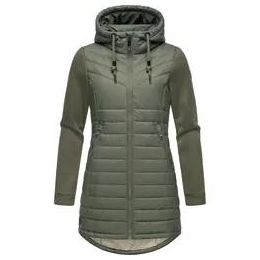 Langjacke Ragwear "Sandrra Long" Gr. M (38), grün (olivgrün) Damen Jacken Steppjacke aus modernem Materialmix mit Kapuze