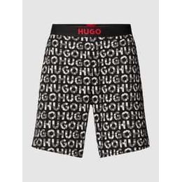 Hugo Regular Fit Shorts mit Allover Label-Muster