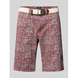 McNeal Slim Fit Bermudas mit Gürtel in Flecht-Optik