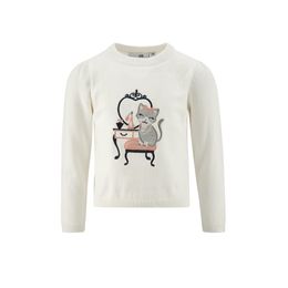happy girls Pullover M&auml;dchen Gr&ouml;&szlig;e 122/128 ecru / grau / pink / schwarz